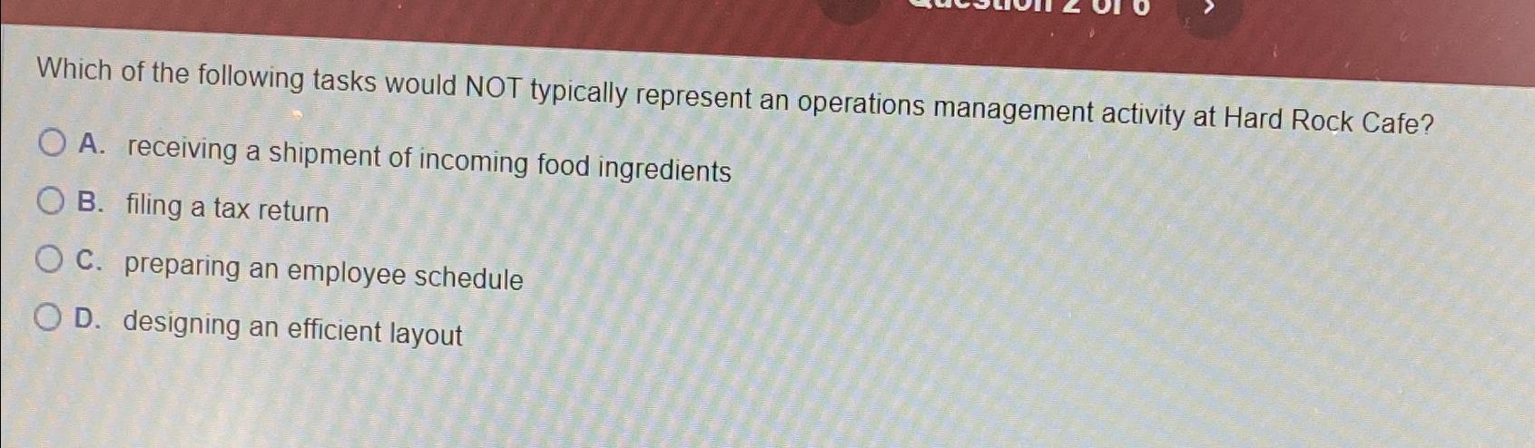 Solved Which of the following tasks would NOT typically | Chegg.com