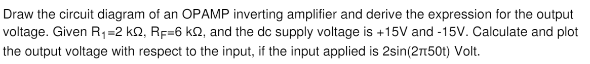 Solved Draw the circuit diagram of an OPAMP inverting | Chegg.com