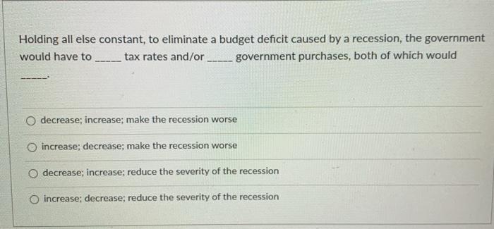 Solved Holding all else constant, to eliminate a budget | Chegg.com