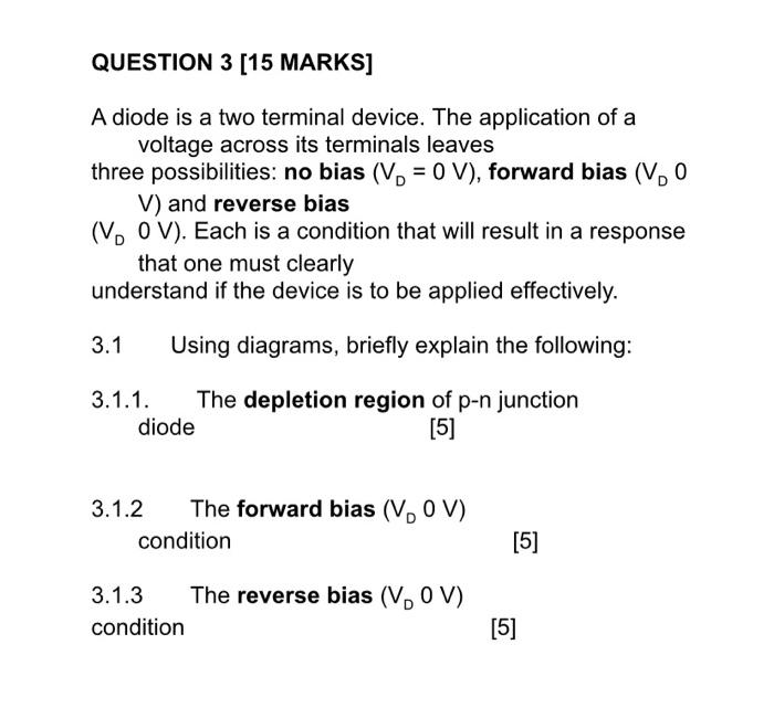 Solved A Diode Is A Two Terminal Device The Application Of