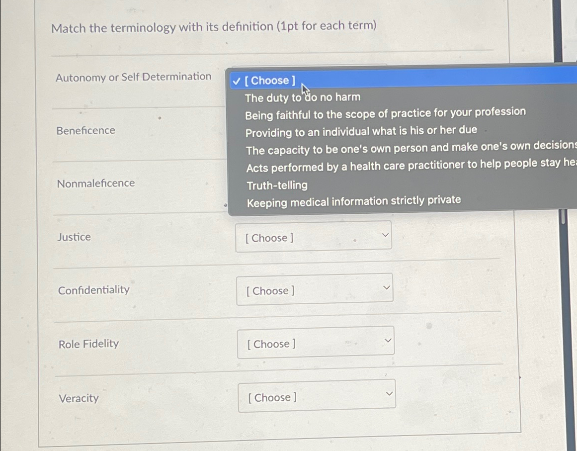 Solved Match the terminology with its definition (1pt for | Chegg.com