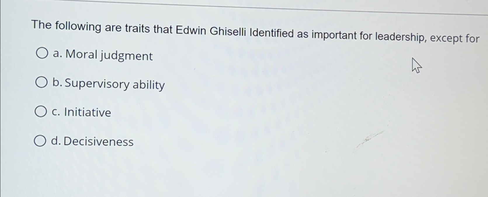 Solved The following are traits that Edwin Ghiselli | Chegg.com