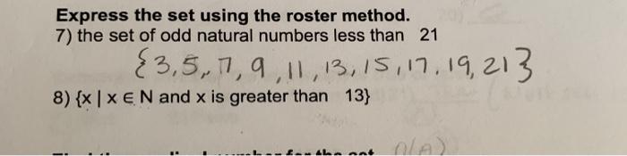 Solved Express the set using the roster method. 7) the set | Chegg.com