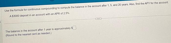 Solved Use the formula for continuous compounding to compute | Chegg.com