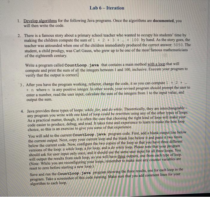 Solved 1. Develop algorithms for the following Java | Chegg.com