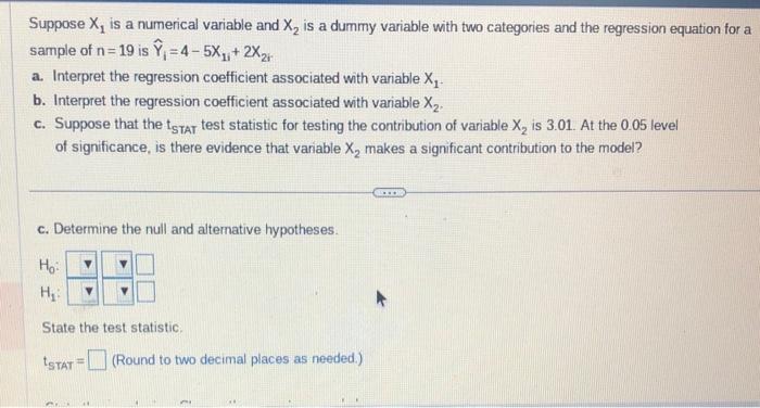 Solved Suppose X1 is a numerical variable and X2 is a dummy | Chegg.com