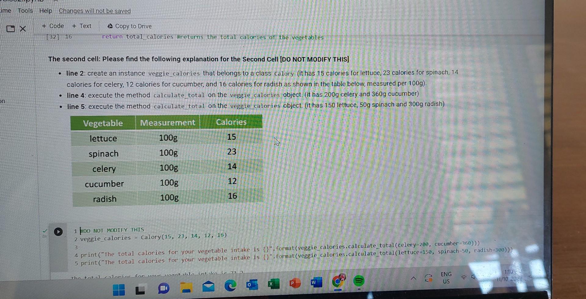 Solved 1. (Line 5) [Under the class calory] A _ init_ method | Chegg.com