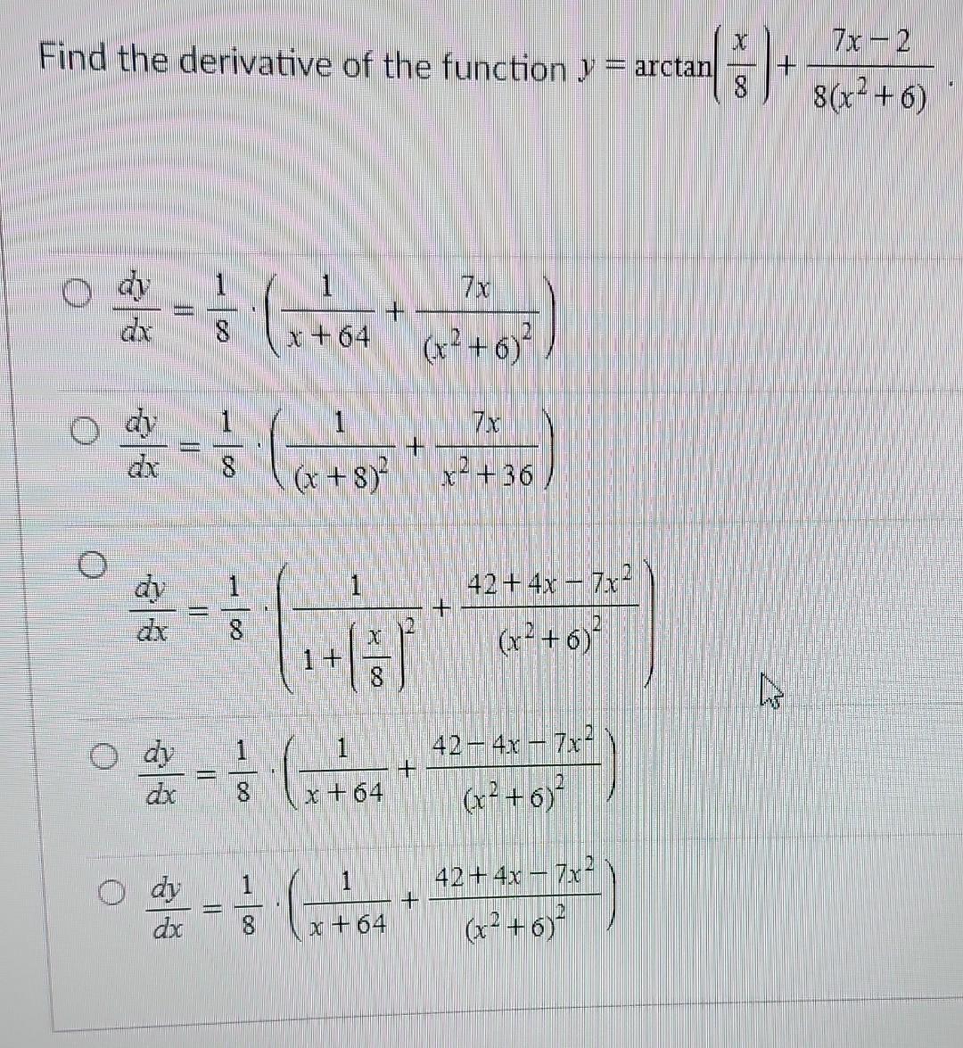 Solved ind the derivative of the function | Chegg.com