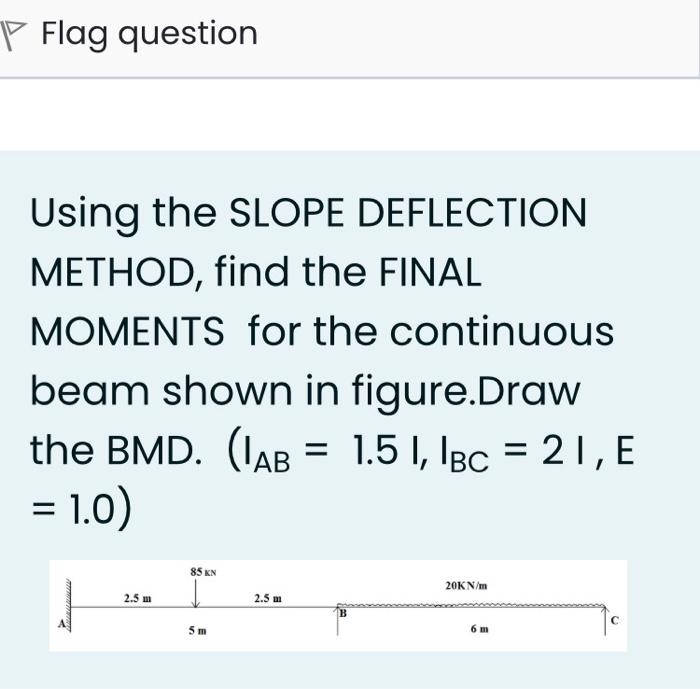 Solved P Flag question Using the SLOPE DEFLECTION METHOD, | Chegg.com