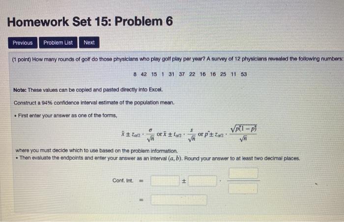 Solved Homework Set 15 Problem 6 Previous Problem List Next