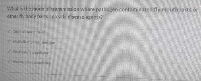 What is the mode of transmission where pathogen | Chegg.com
