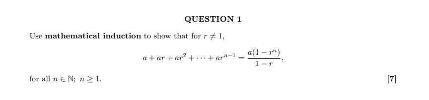 Solved Use mathematical induction to show that for r =1, | Chegg.com
