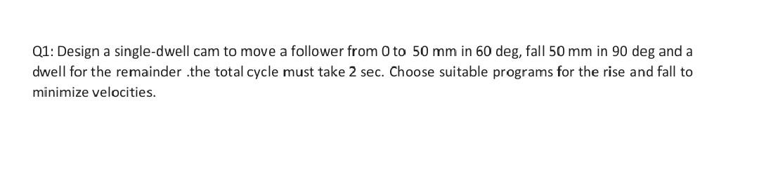 Solved Q1: Design a single-dwell cam to move a follower from | Chegg.com