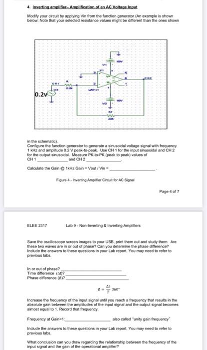 Solved 3. Inverting Amplifier Circuit - Amplification of a | Chegg.com