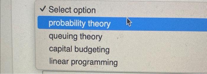 Solved Select option probability theory queuing theory | Chegg.com