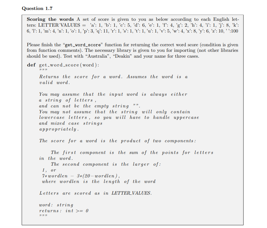 Solved Question 1.7 (Please write the solution in Python | Chegg.com