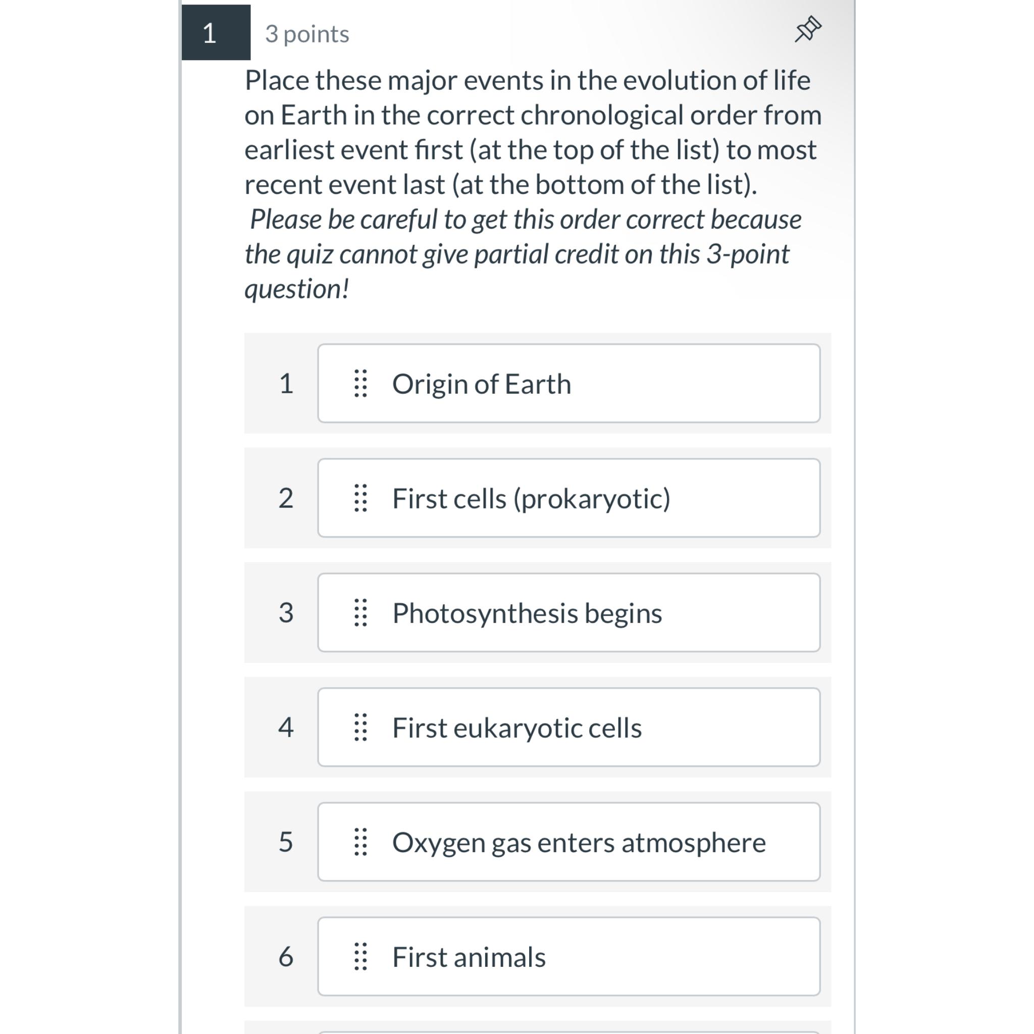 Solved 13 ﻿pointsPlace these major events in the evolution | Chegg.com