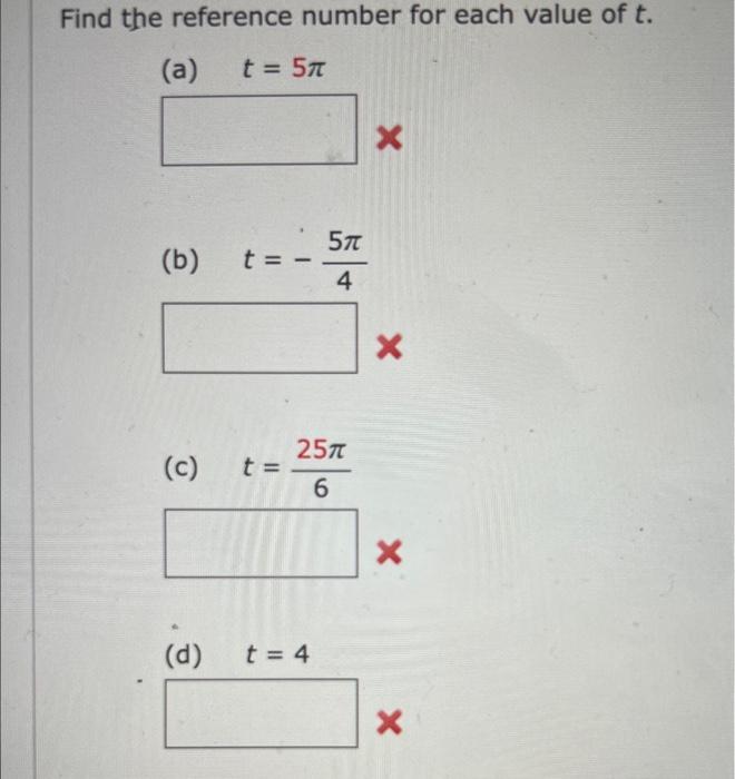 Solved Find the reference number for each value of t. (a) | Chegg.com