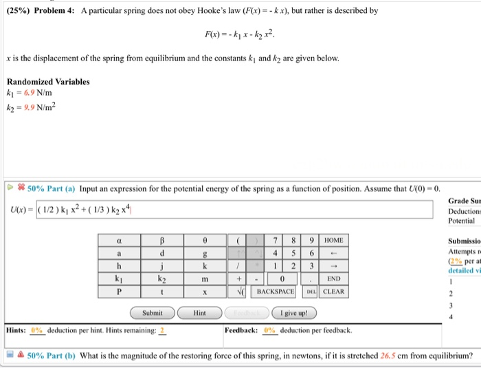 Solved (25%) Problem 4: A particular spring does not obey | Chegg.com