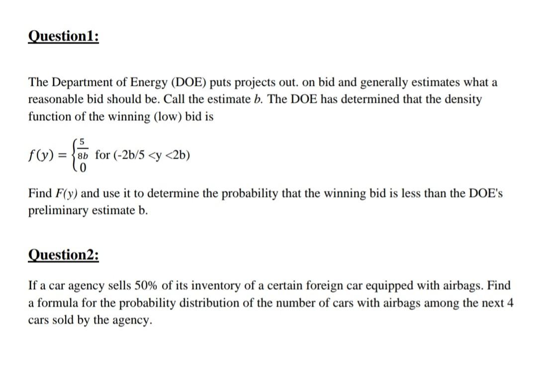 Solved Questions: The Department of Energy (DOE) puts | Chegg.com