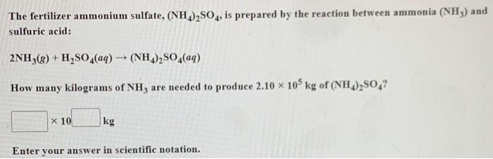 Solved The fertilizer ammonium sulfate, (NH4)2SO4, is | Chegg.com