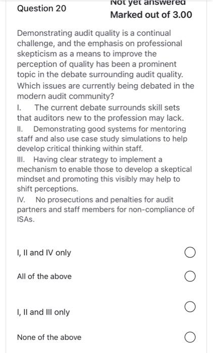 Solved Demonstrating audit quality is a continual challenge, | Chegg.com