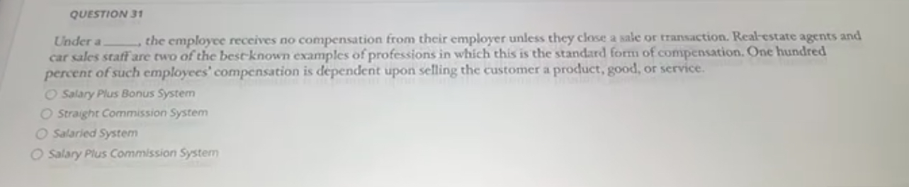 Solved QUESTION 31Under athe employee receives no | Chegg.com