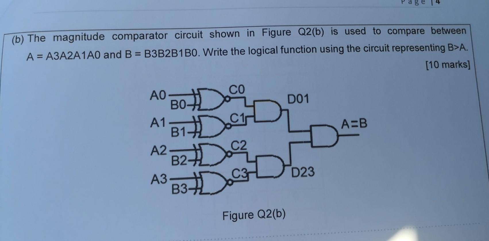 Solved a Be (b) The magnitude comparator circuit shown in | Chegg.com