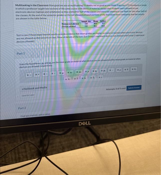 Solved Multitasking in the Classroom How good are you at | Chegg.com