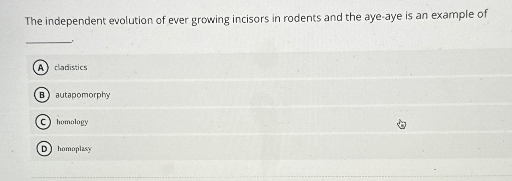 Solved The independent evolution of ever growing incisors in | Chegg.com