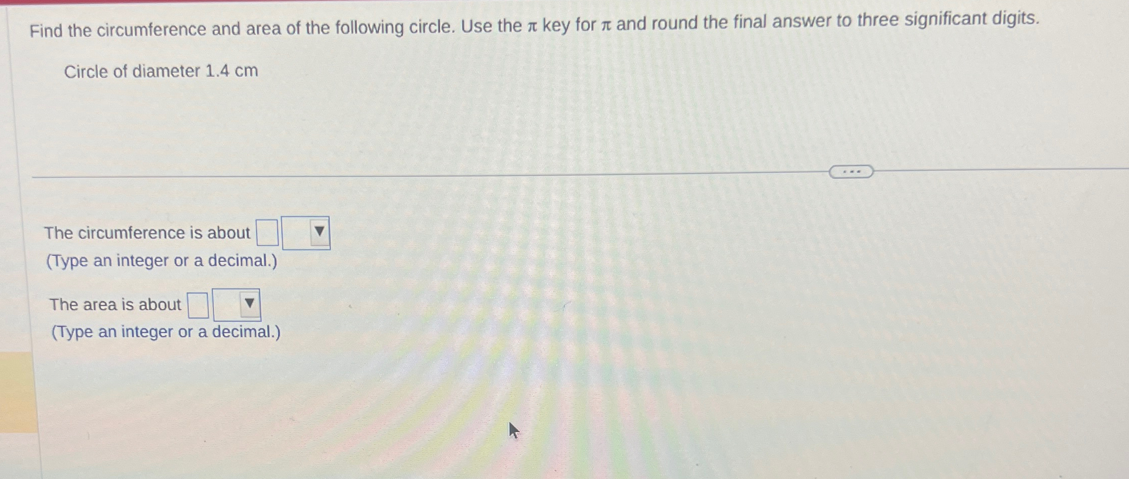 Solved Find the circumference and area of the following | Chegg.com