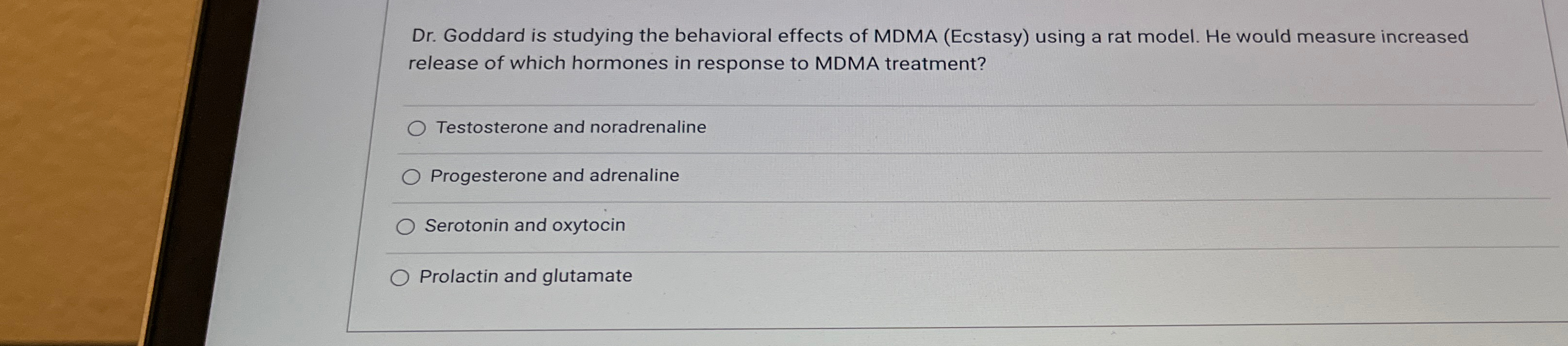 Solved Dr. ﻿Goddard is studying the behavioral effects of | Chegg.com