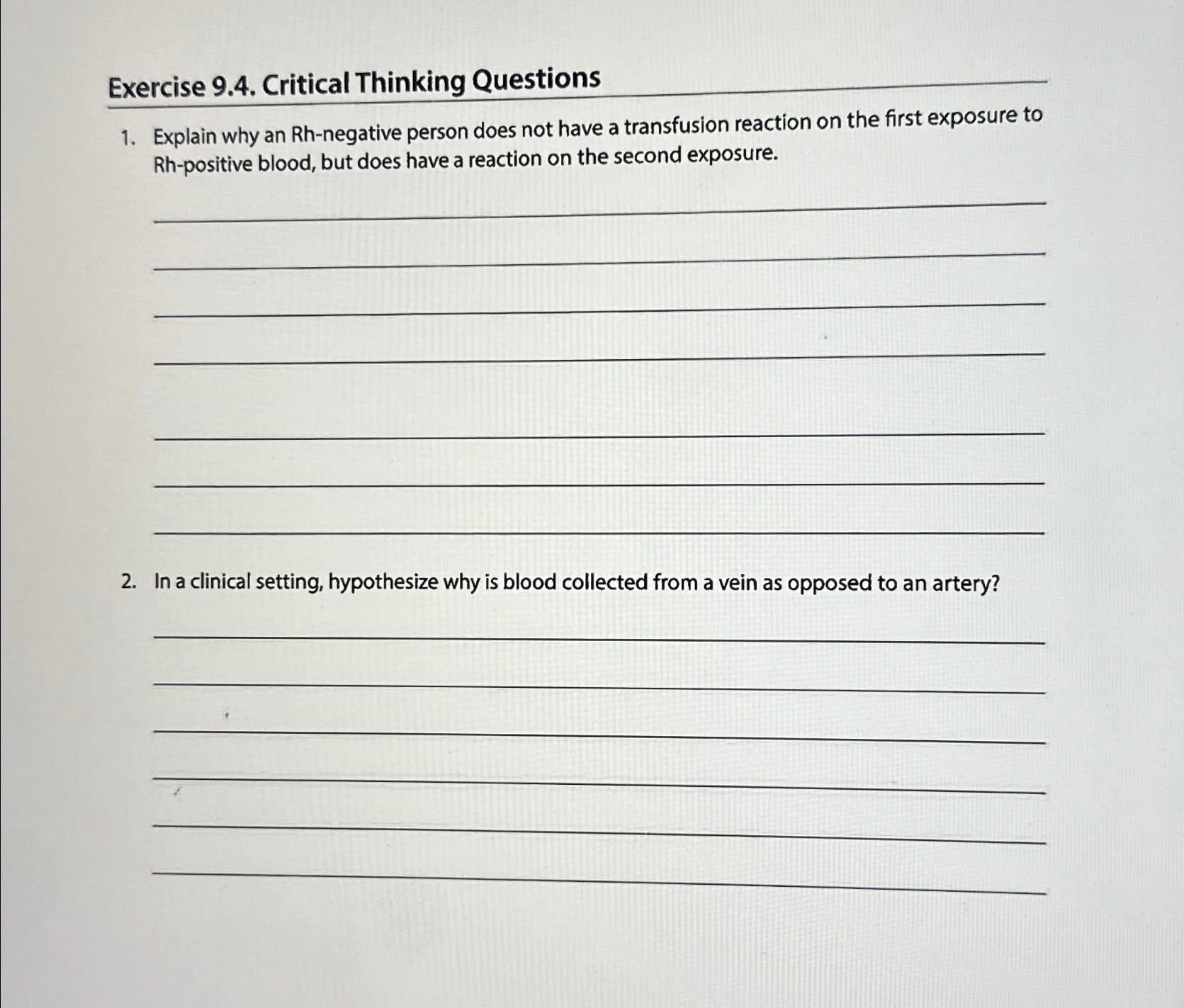 Solved Exercise 9.4. ﻿Critical Thinking QuestionsExplain why | Chegg.com