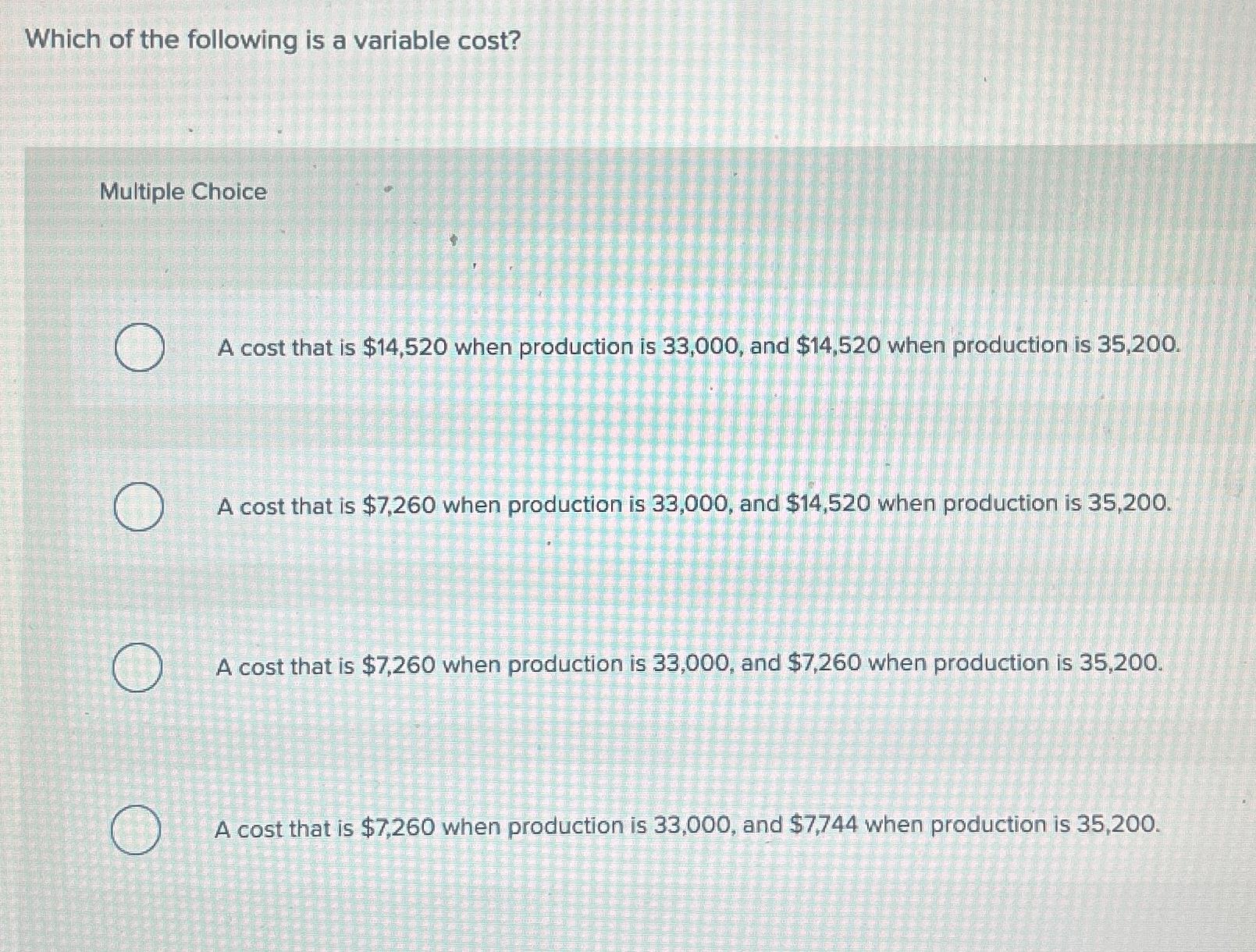 Solved Which of the following is a variable cost?Multiple | Chegg.com