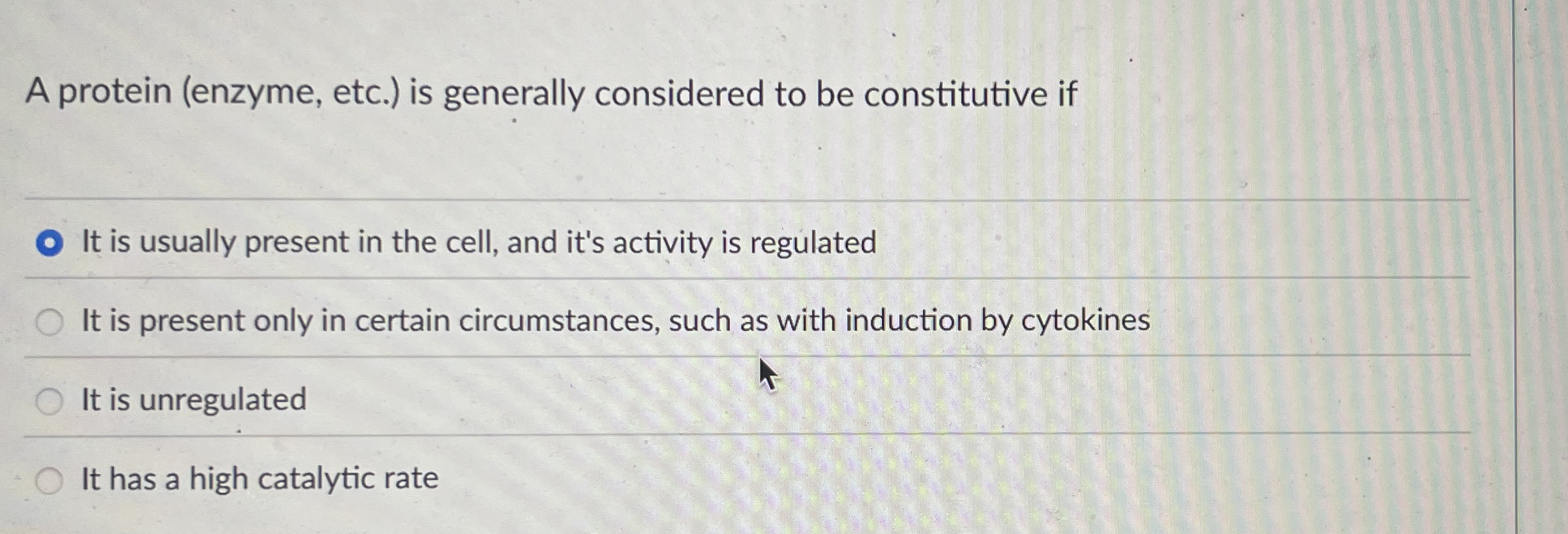 Solved A protein (enzyme, ﻿etc.) ﻿is generally considered to | Chegg.com
