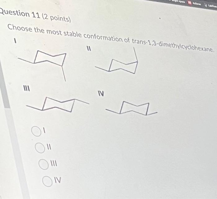 Solved Choose the most stable conformation of | Chegg.com