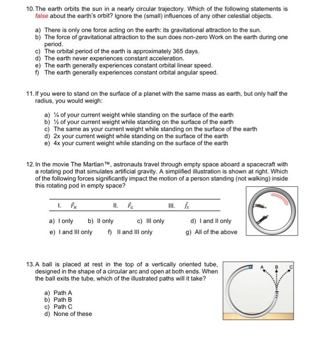 Solved 10. The earth orbits the sun in a nearly circular | Chegg.com