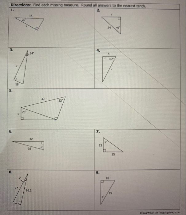 Solved Directions: Find each missing measure. Round all | Chegg.com