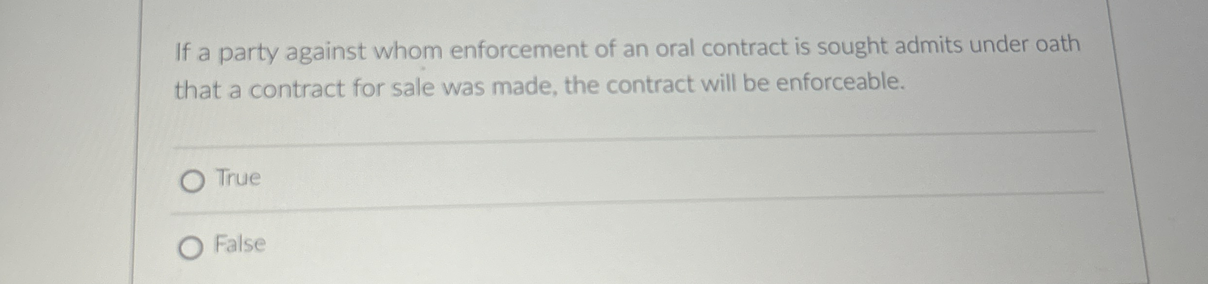Solved If a party against whom enforcement of an oral | Chegg.com