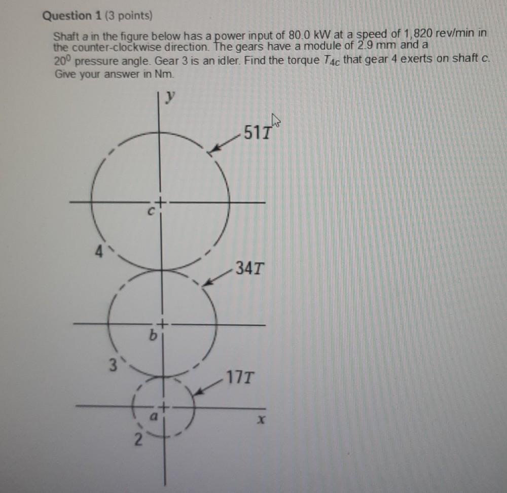 Solved Question 1 (3 points) Shaft a in the figure below has | Chegg.com