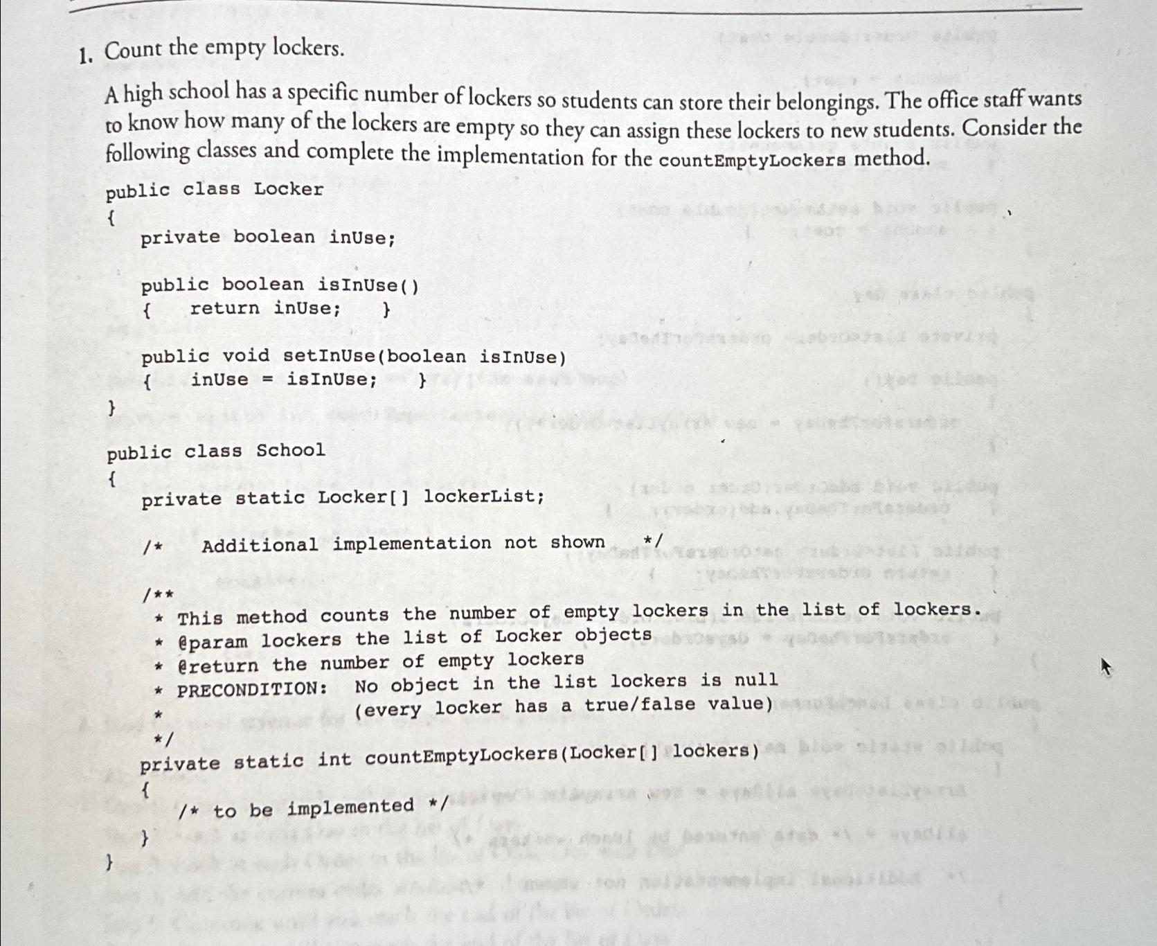 Solved Count the empty lockers.A high school has a specific | Chegg.com