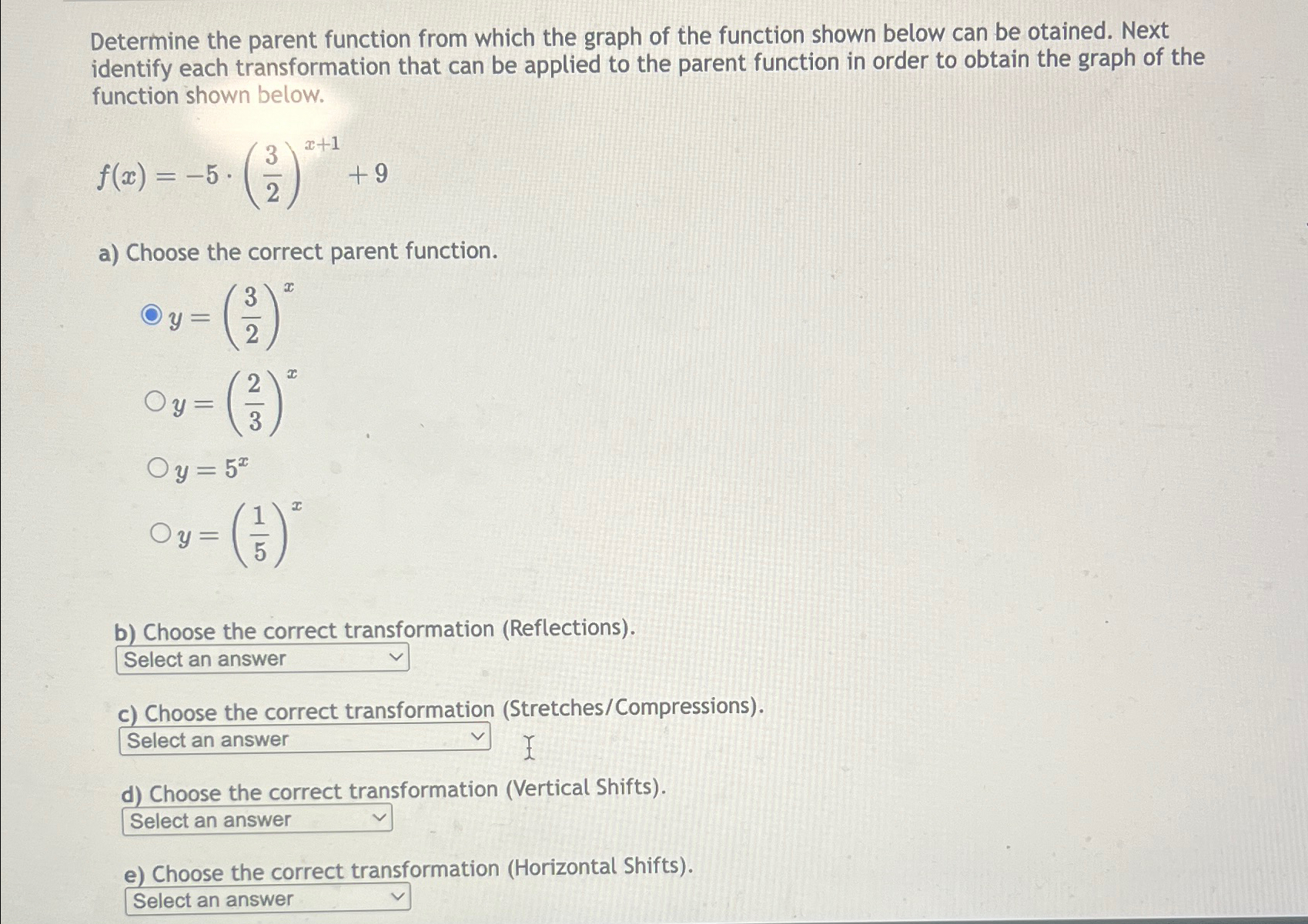 Solved Determine the parent function from which the graph of | Chegg.com