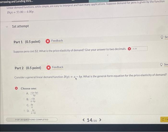 Solved Linear demand functions, while simple, are easy to | Chegg.com