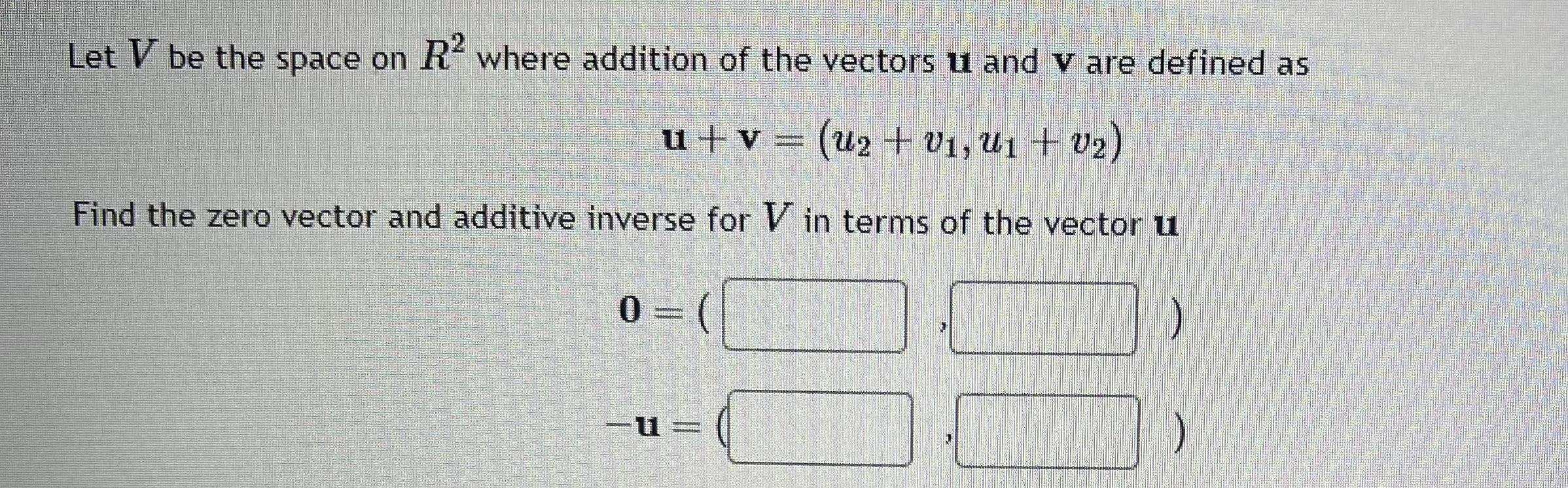Solved Let V ﻿be the space on R2 ﻿where addition of the | Chegg.com