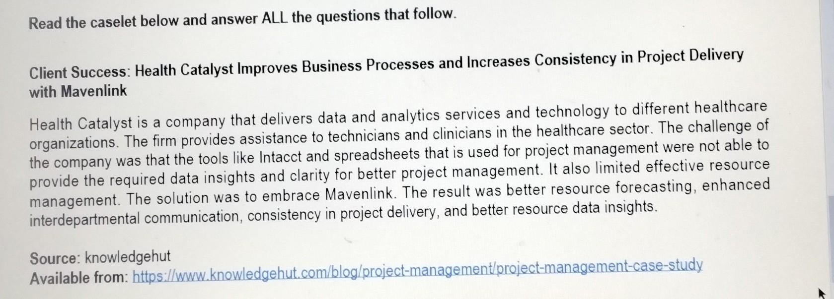 Solved Read the caselet below and answer ALL the questions | Chegg.com