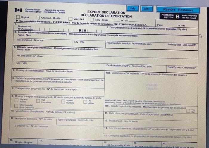 Doc, B13A Export reporting Take the item you imported | Chegg.com