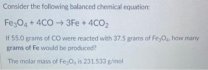Solved Consider the following balanced chemical equation: | Chegg.com