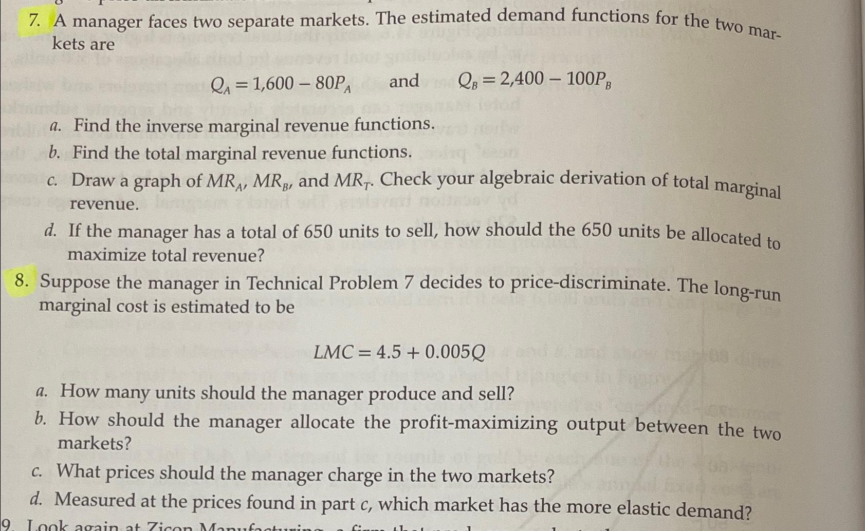 Solved Suppose the manager in techA manager faces two | Chegg.com
