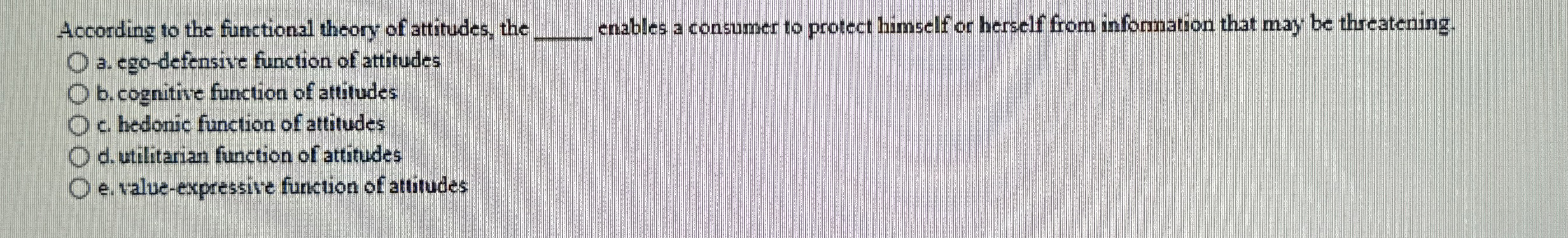 Solved According to the functional theory of attitudes, | Chegg.com