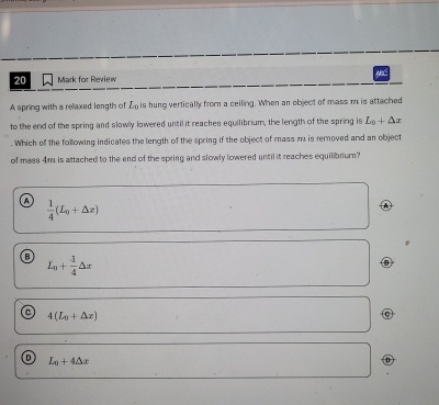 Solved A spring with a relaxed length of L0 ﻿is hung | Chegg.com